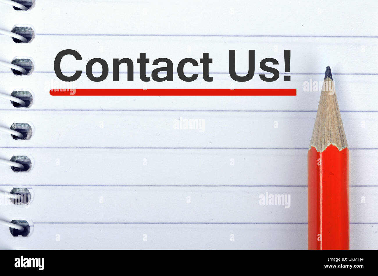 Contact Us text on notepad and red pencil Stock Photo - Alamy