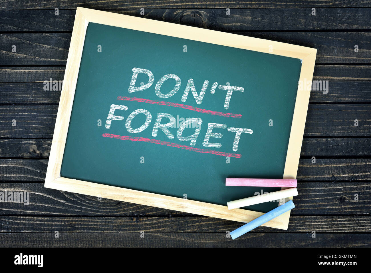 Dont forget text on school board and chalk Stock Photo - Alamy