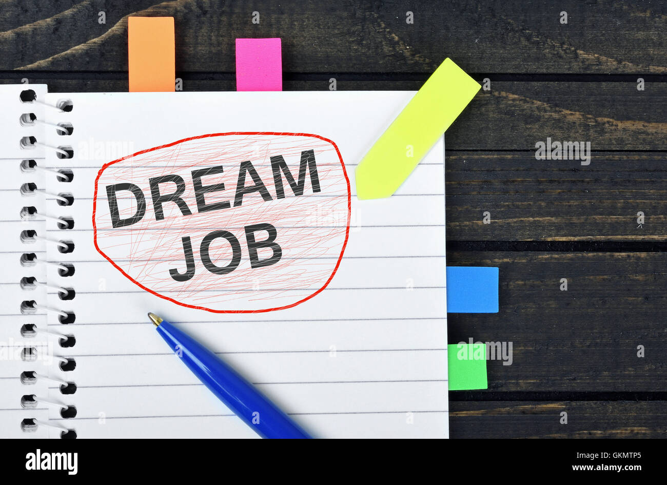 Dream job word on notepad and pen Stock Photo - Alamy