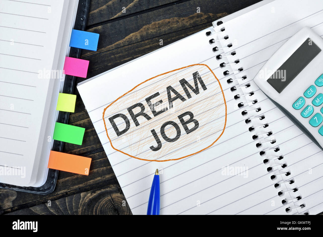 Dream Job text on notepad and hand calculator Stock Photo - Alamy