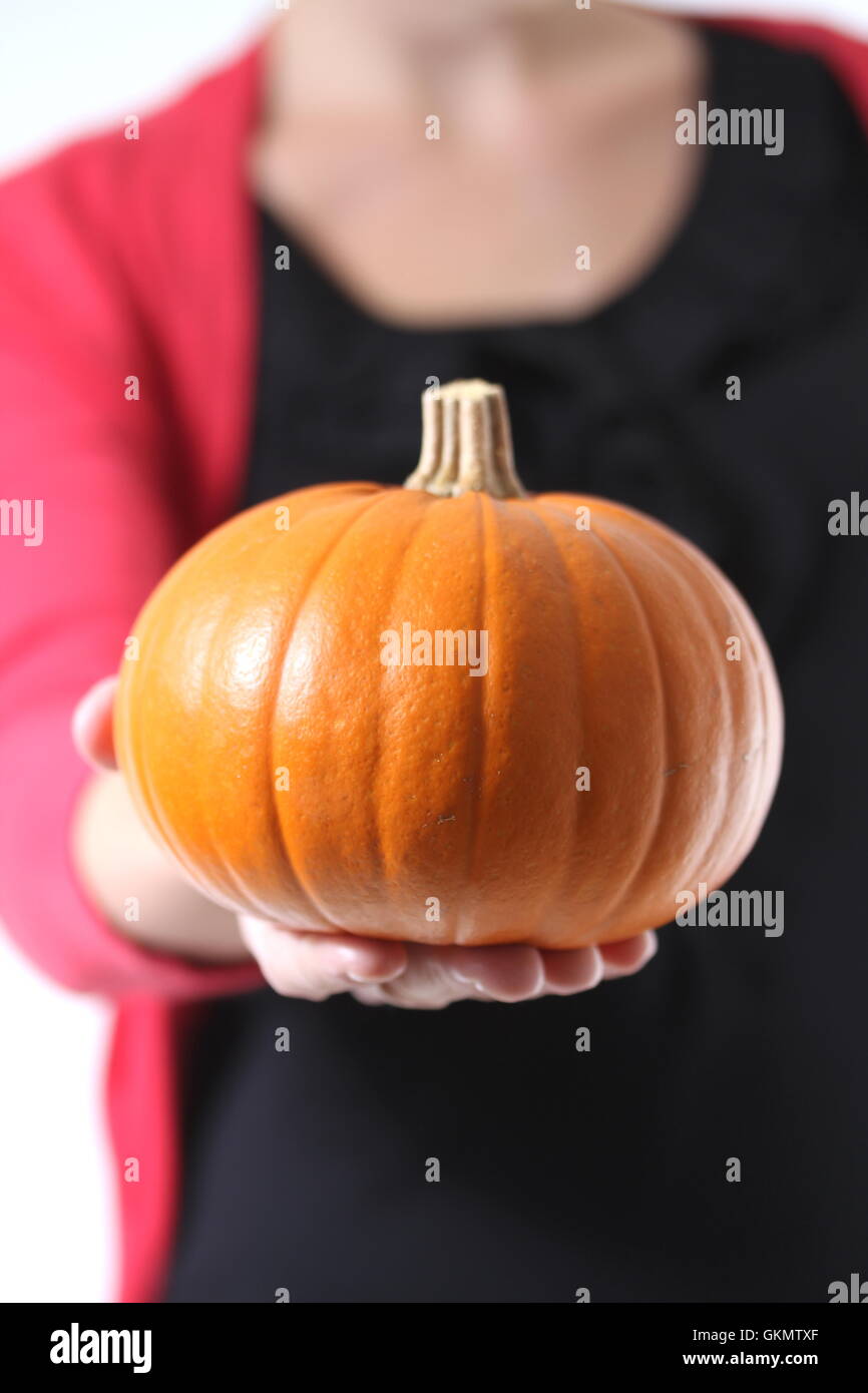 girl holding a pretty pumpkin Stock Photo - Alamy