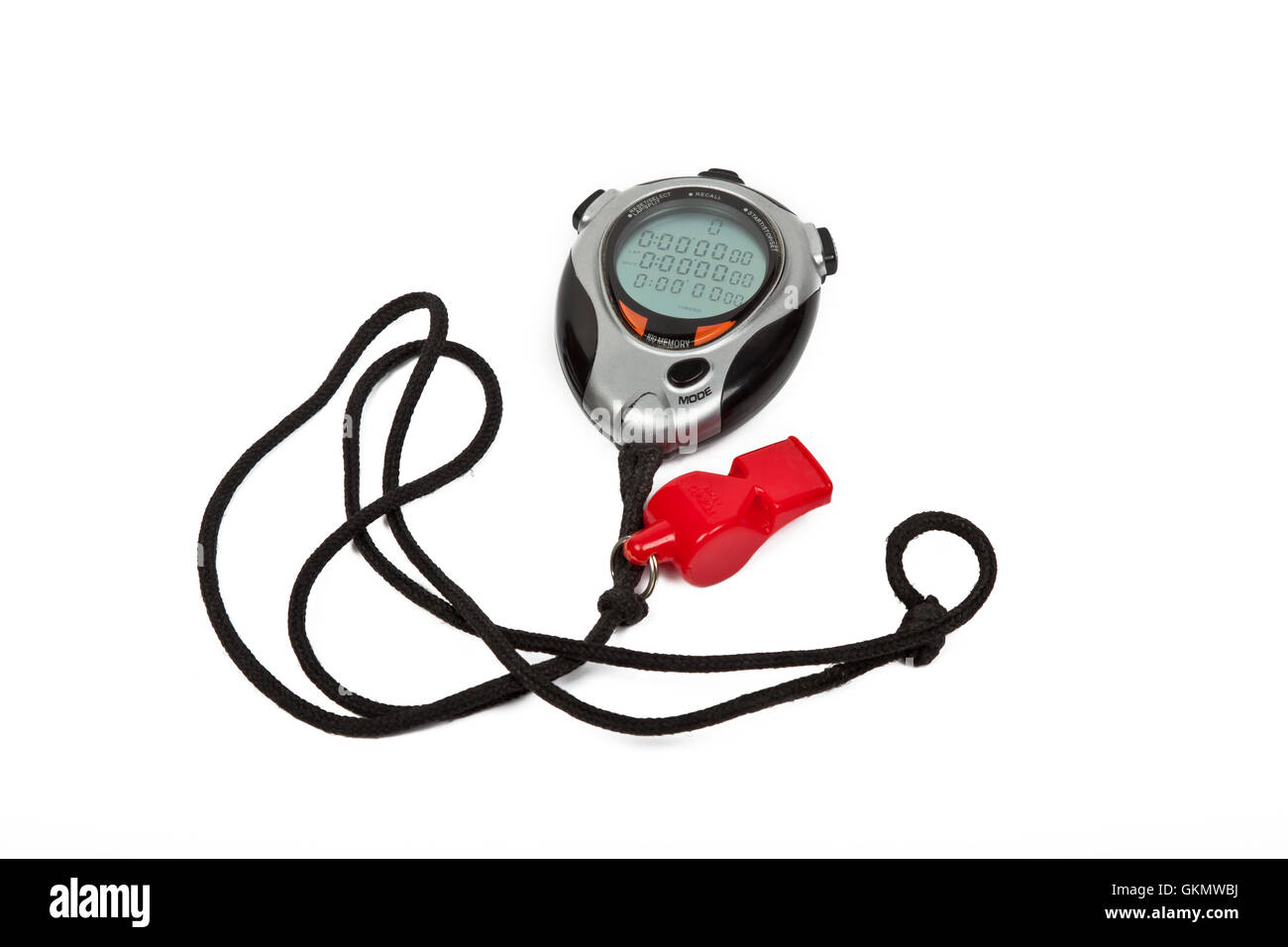 digital stop watch and red whistle Stock Photo - Alamy