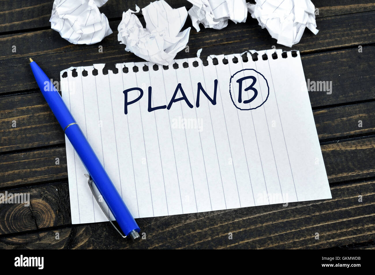 Plan B on notepad and crippled paper Stock Photo - Alamy