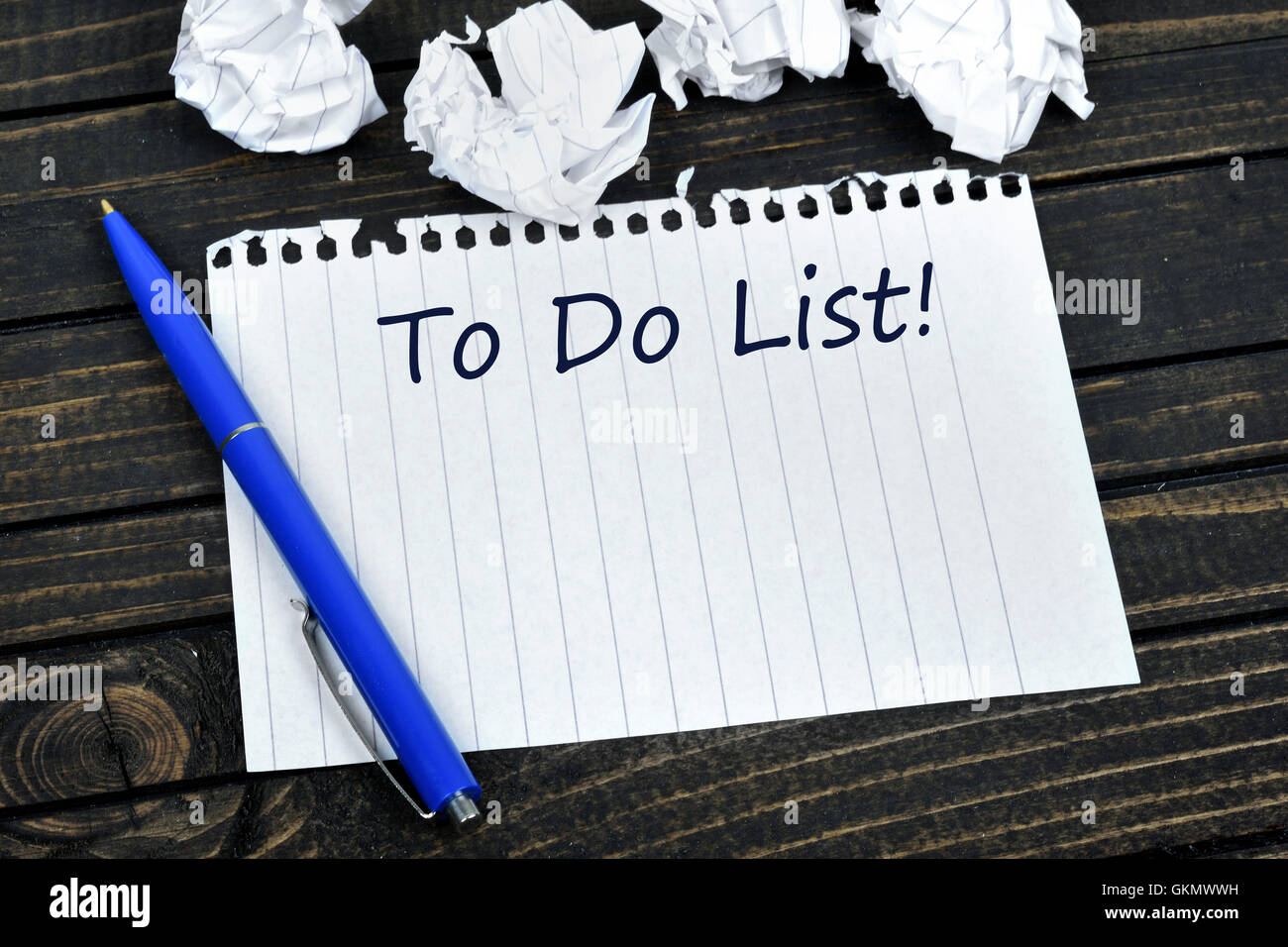 To do list text on notepad and crippled paper Stock Photo - Alamy