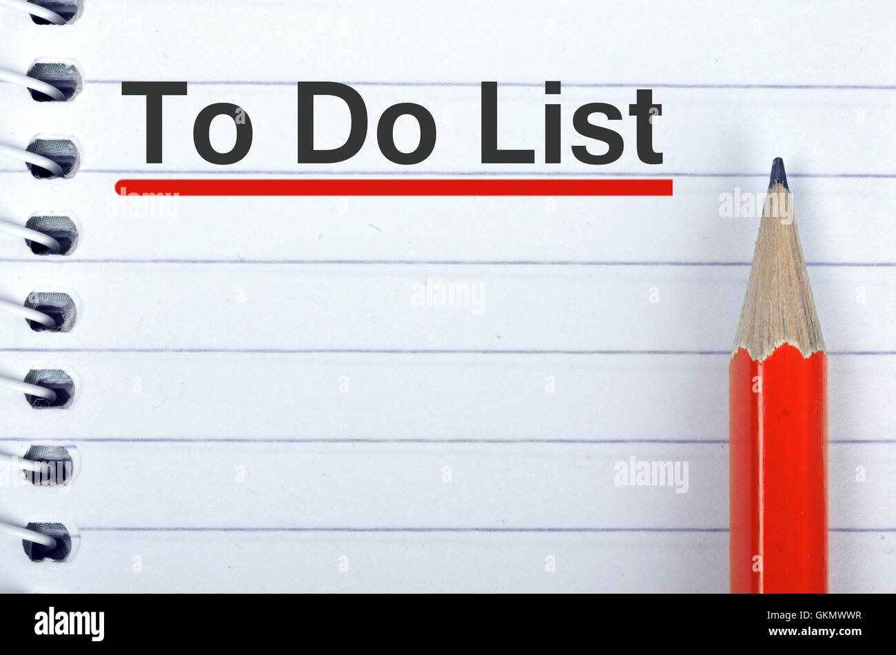 To do list text on notepad and red pencil Stock Photo - Alamy
