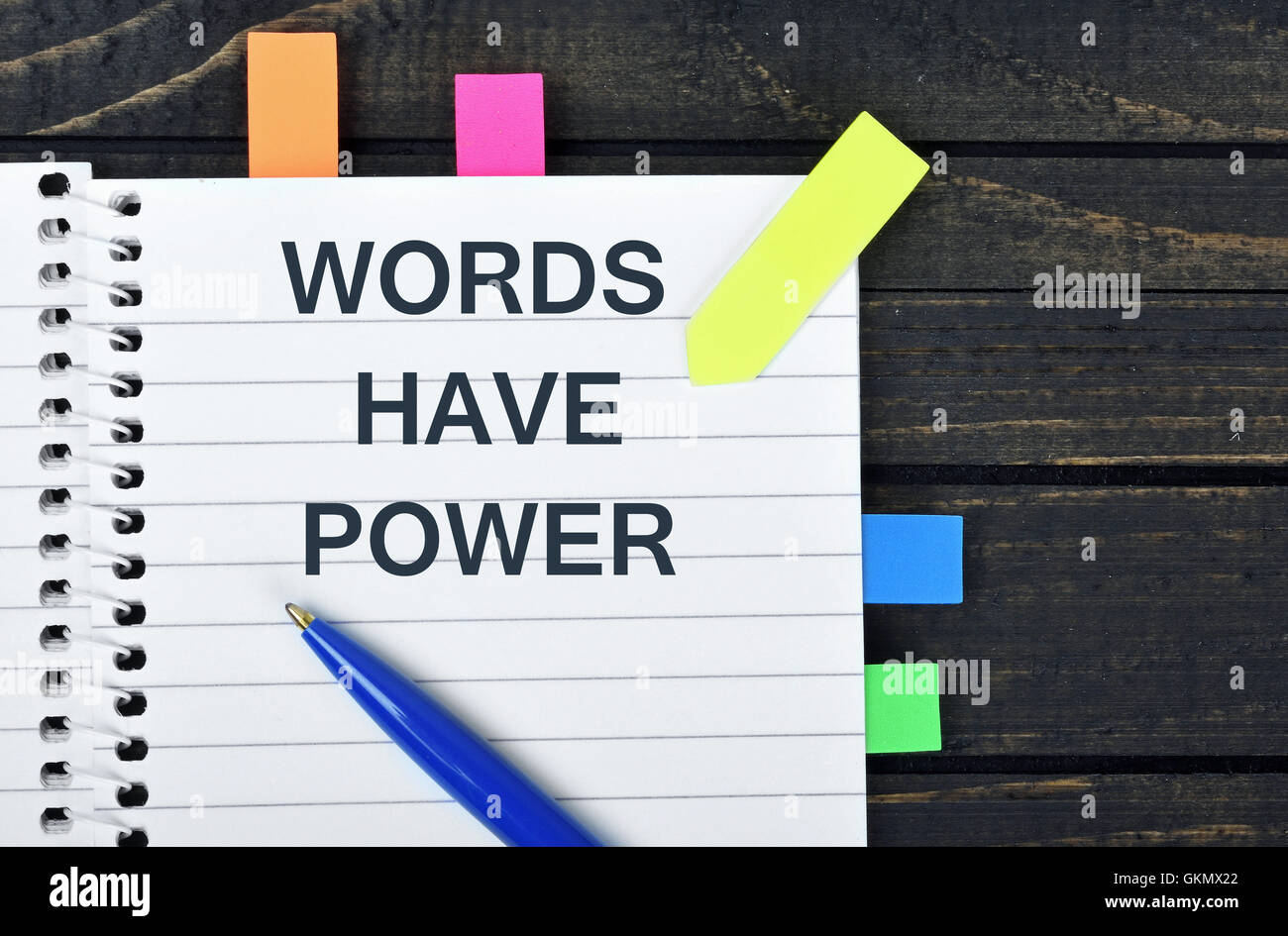 Words have power text on notepad and pen Stock Photo - Alamy