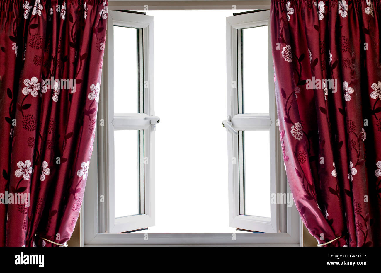 Open window and curtains with a blank view Stock Photo - Alamy
