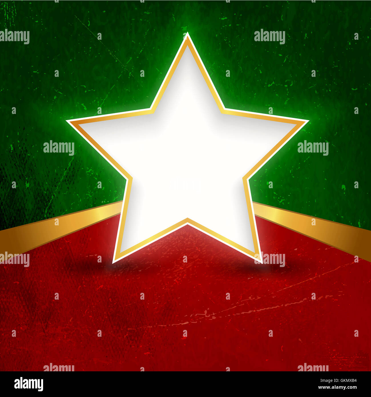 Glowing star banner with ribbon in red green background Stock Photo - Alamy