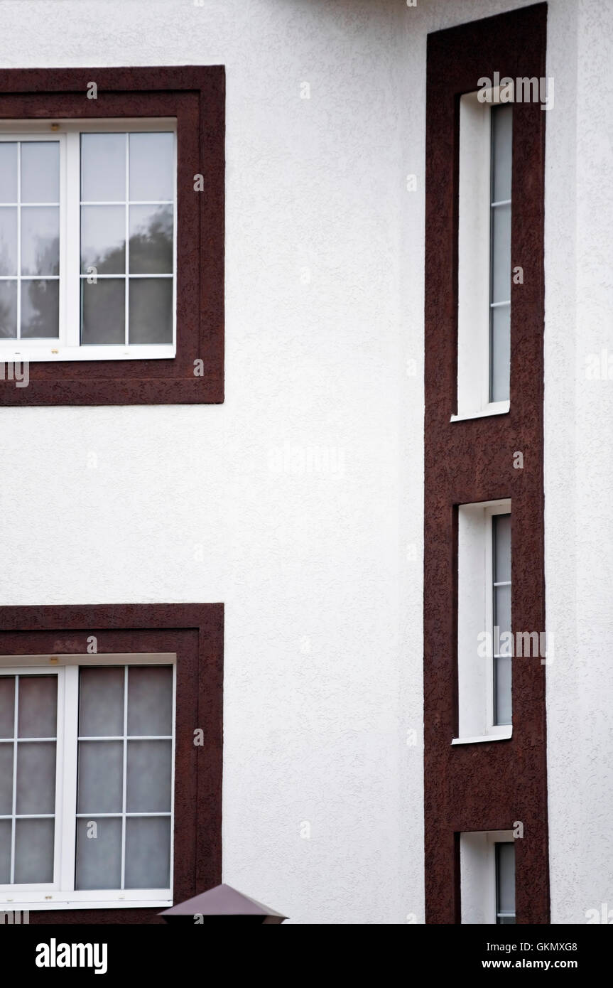 windows and white wall of modern house Stock Photo - Alamy