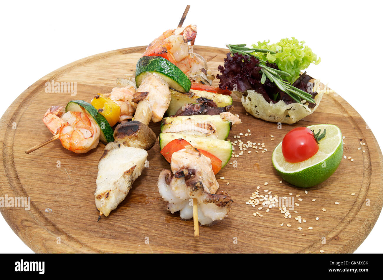 skewers of seafood Stock Photo - Alamy
