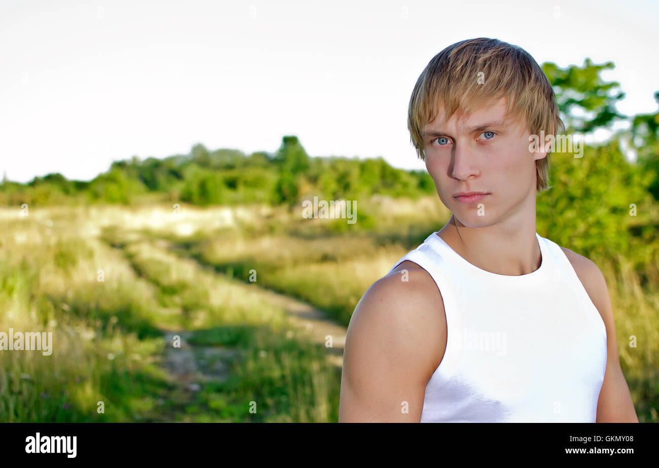 Portrait of handsome guy. Space for text Stock Photo - Alamy