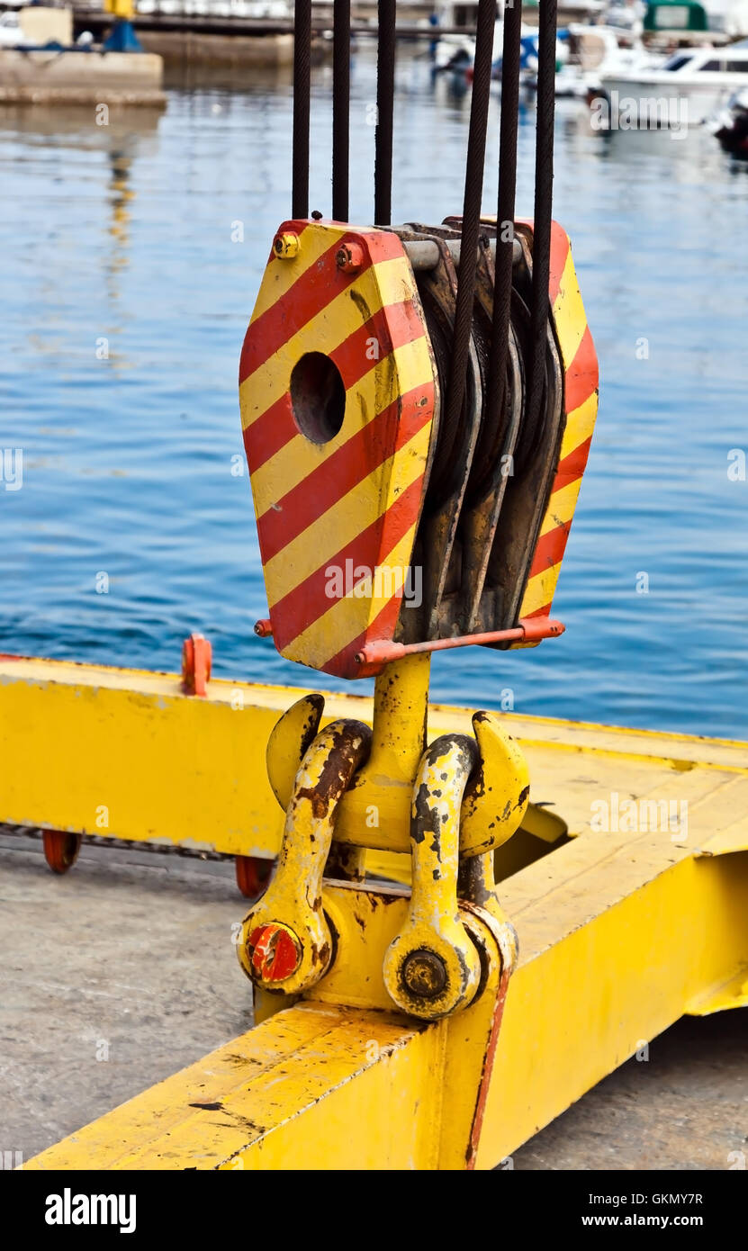 Crane hoisting boat hi-res stock photography and images - Alamy