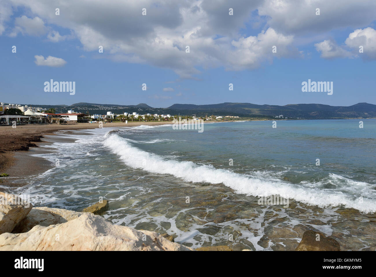Latchi Beach with the hills of Akamas Peninsula behind Cyprus Stock ...