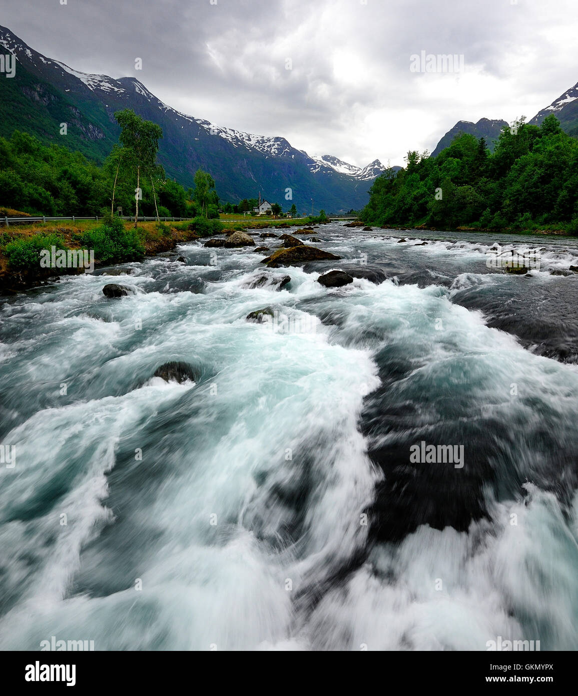 Fast flowing rapids on the Salmon river Stock Photo - Alamy