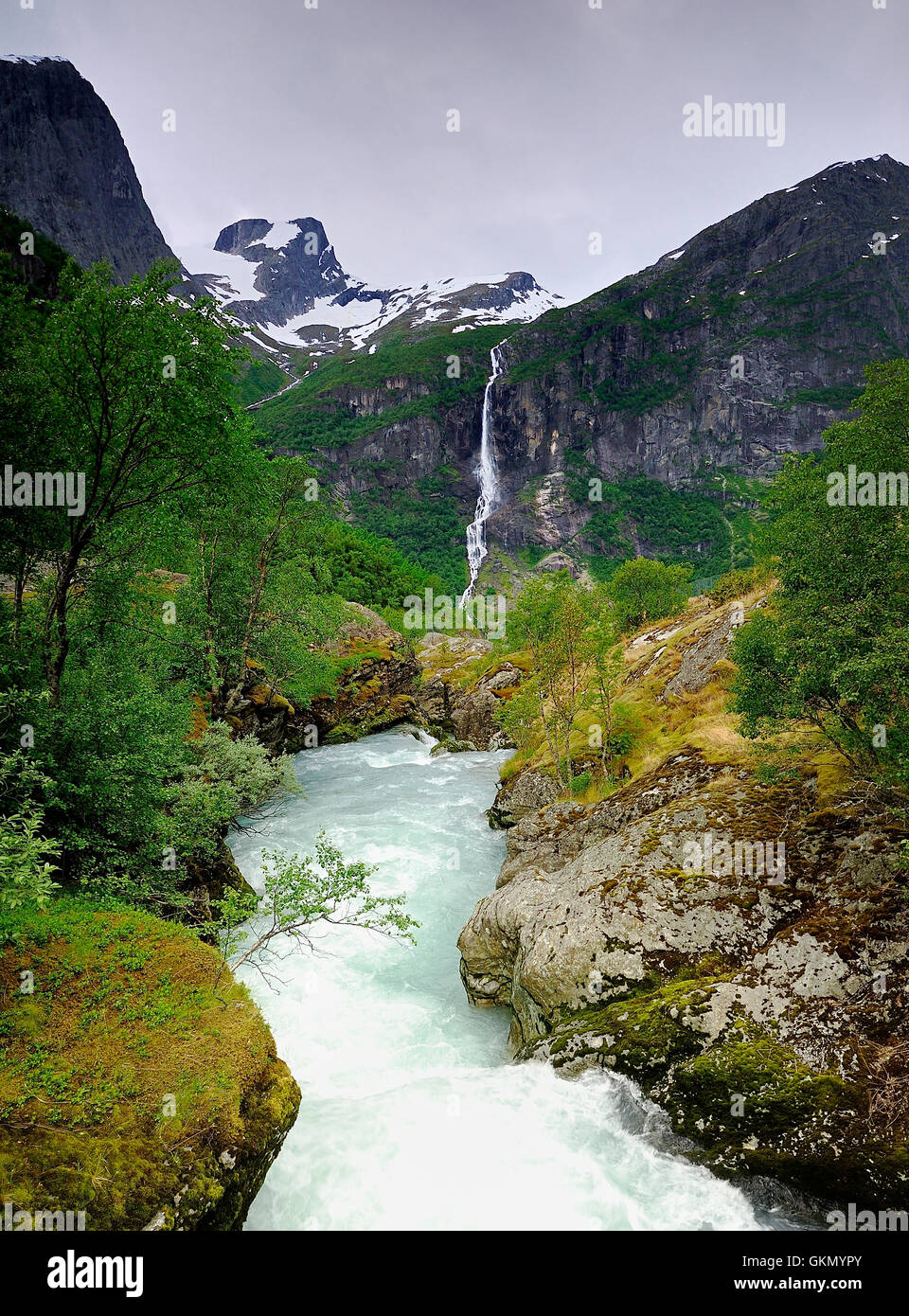 Briksdal glacier and the melt water Stock Photo - Alamy