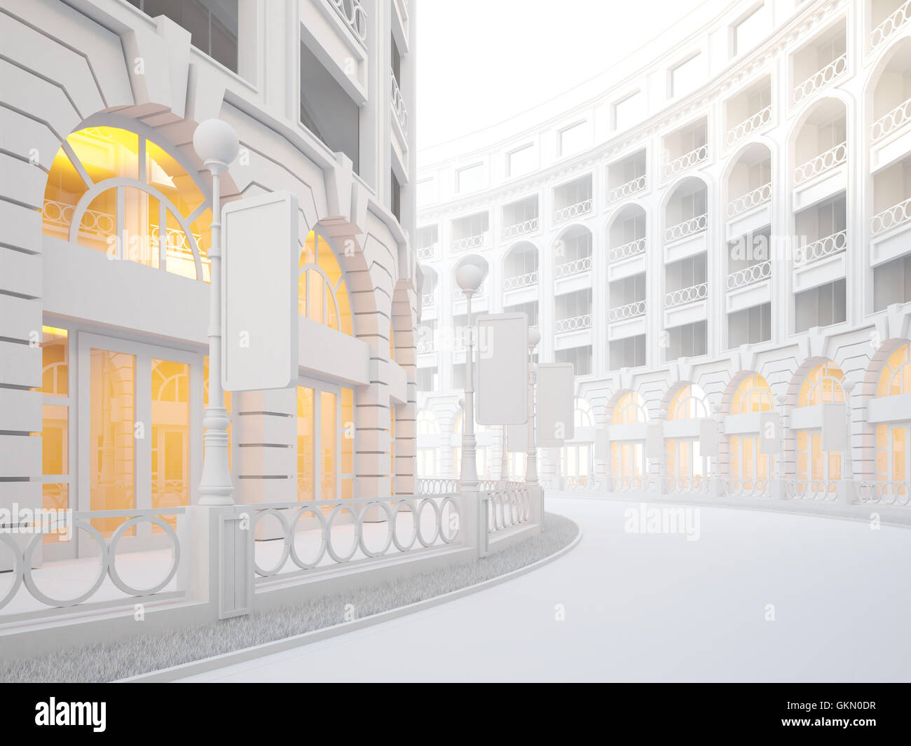 Atmospheric empty street of retail stores Stock Photo - Alamy