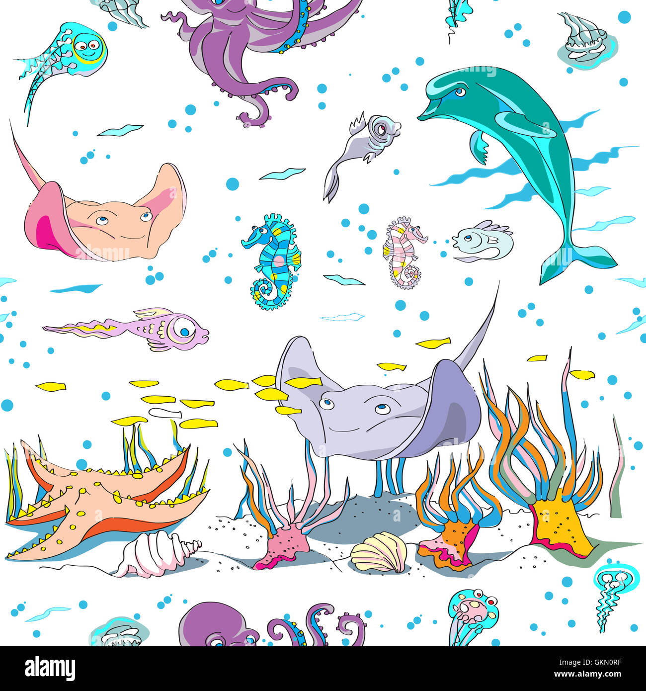 Underwater animals seamless pattern hi-res stock photography and images ...