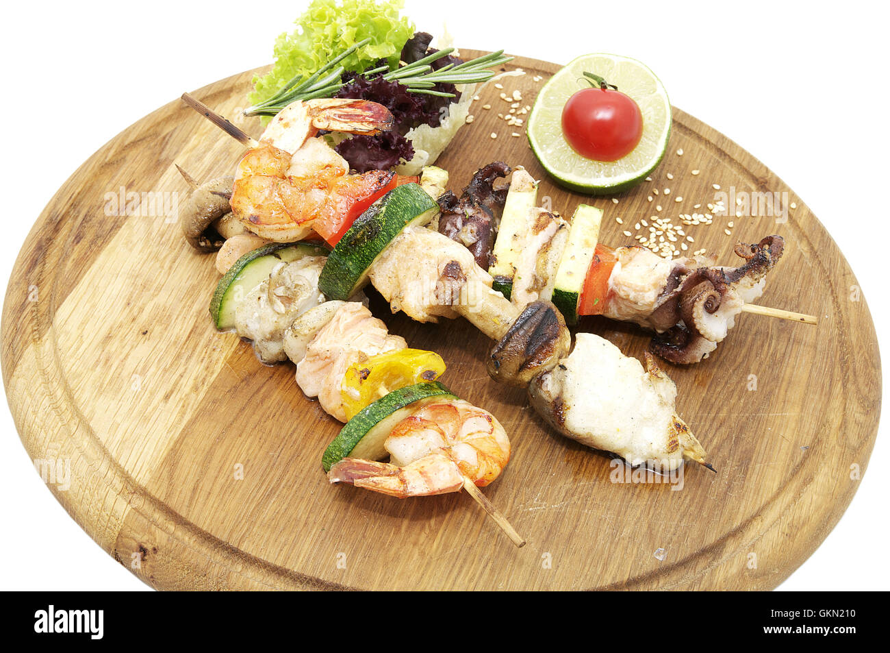 skewers of seafood Stock Photo - Alamy