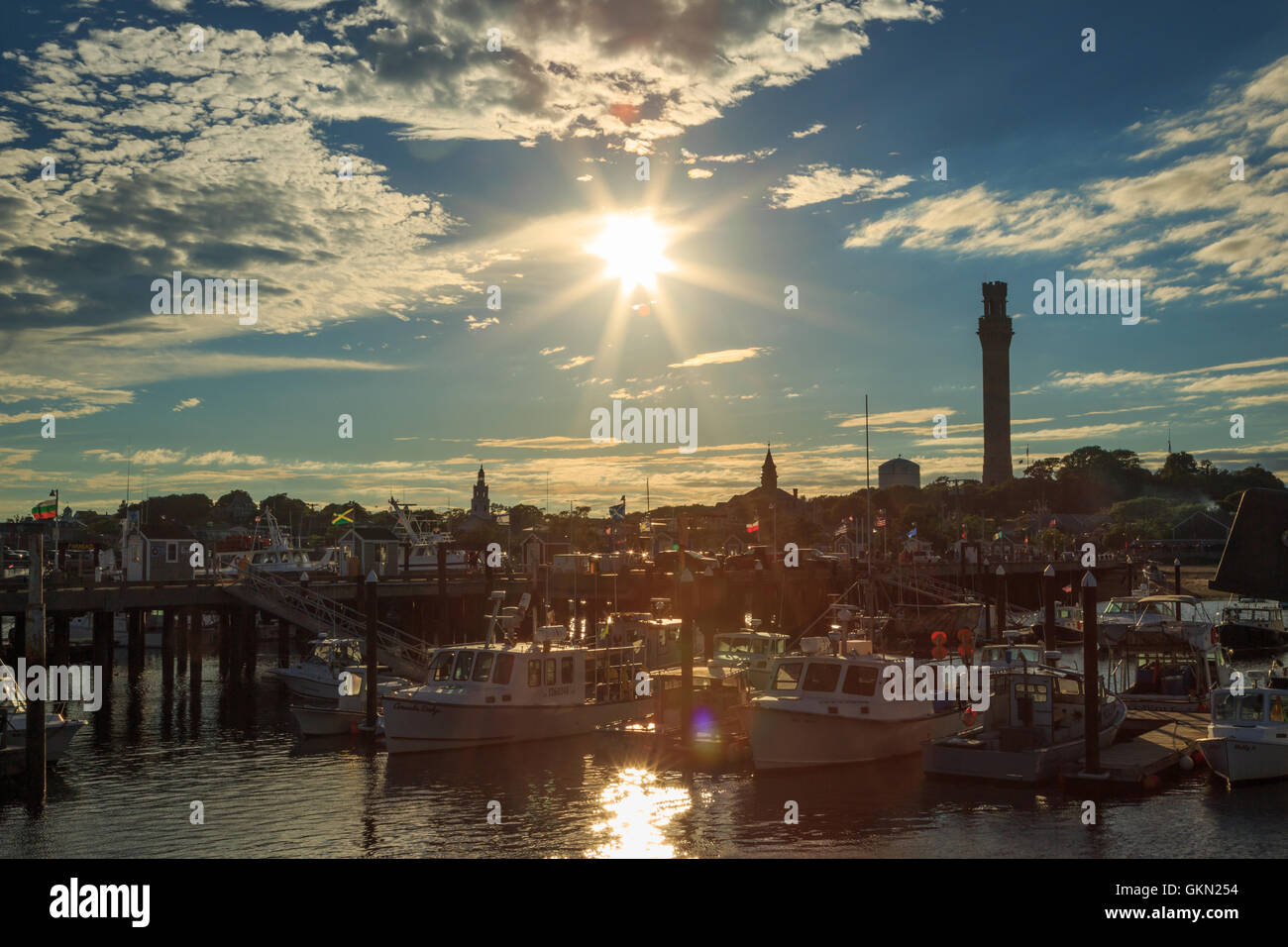 A lazy sunset in Provincetown Harbor, Cape Cod, Massachusetts Stock ...
