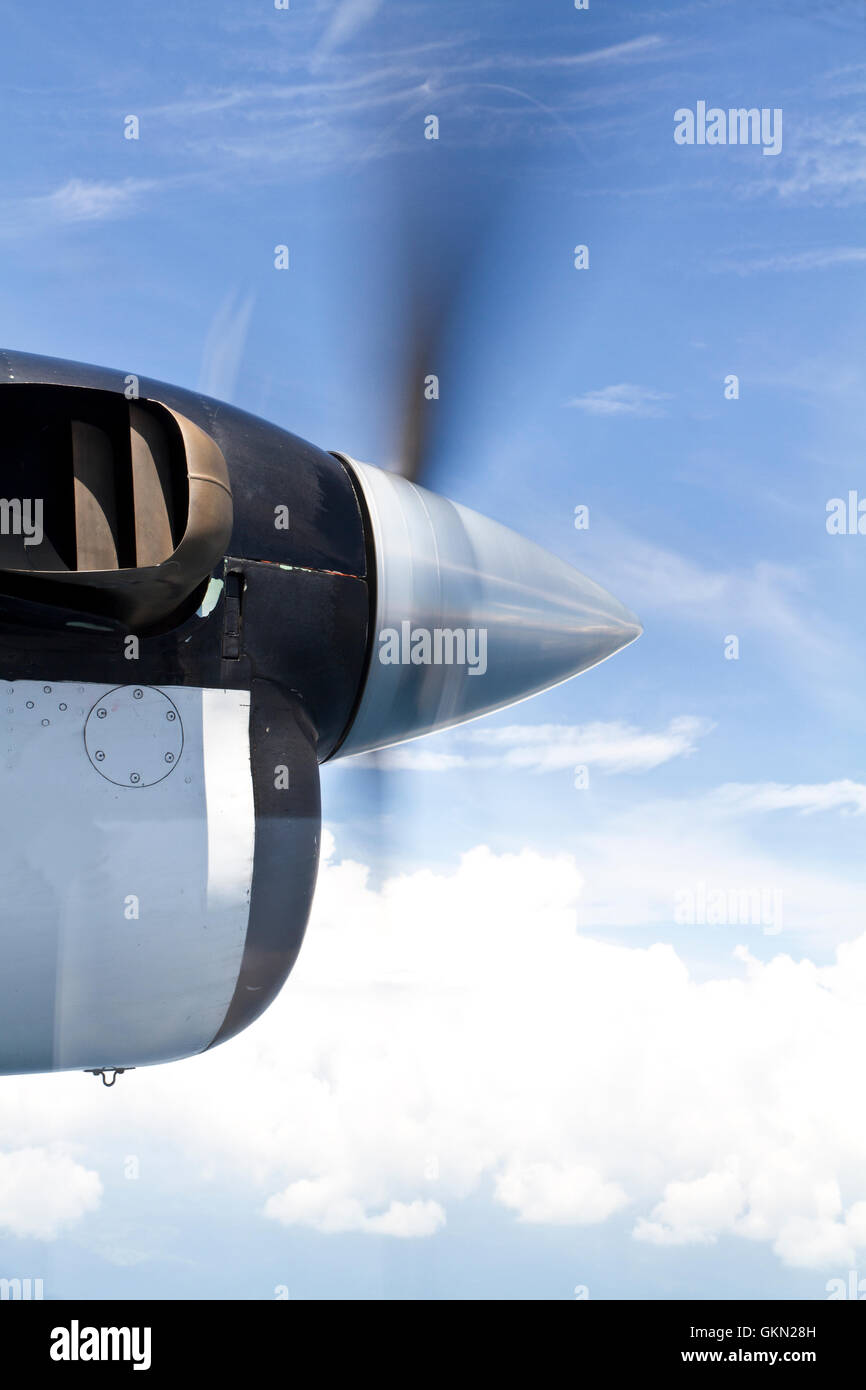 Close up of the propellor of a turboprop engine in flight Stock Photo ...