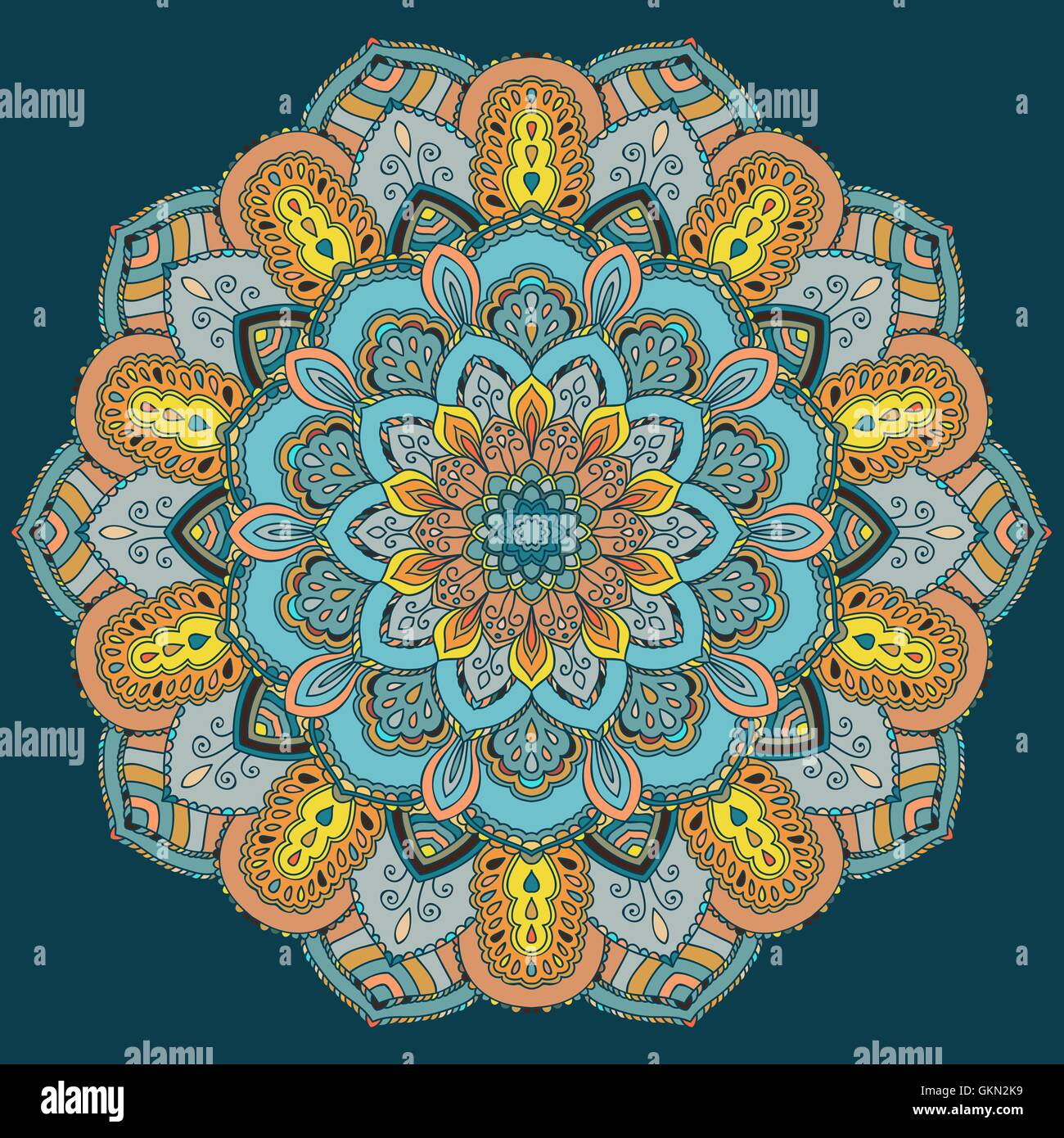Mandala Flower Yellow Blue Stock Vector Image & Art - Alamy