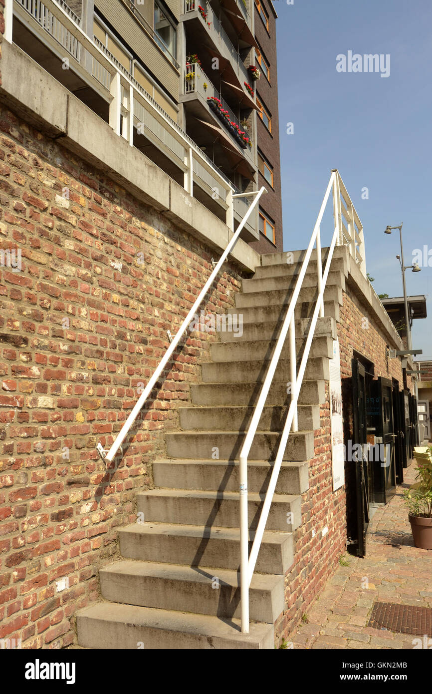 Stairway leading down to 't Bassin - the inner harbor Stock Photo - Alamy