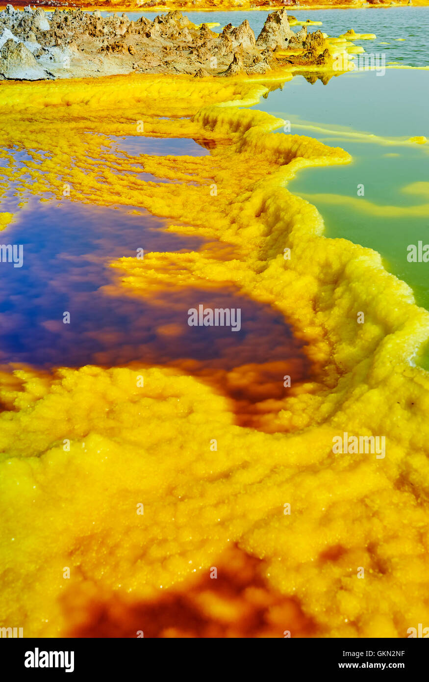 DANAKIL DEPRESSION, ETHIOPIA - SEPT 20, 2013: Inside the explosion ...