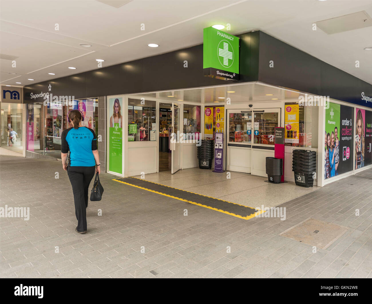 Superdrug Retail Outlet, Exeter City Centre, Devon, single female Stock ...