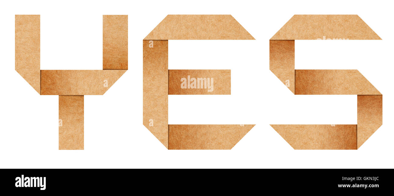 Yes word from Origami paper letters isolated with clipping pat Stock ...