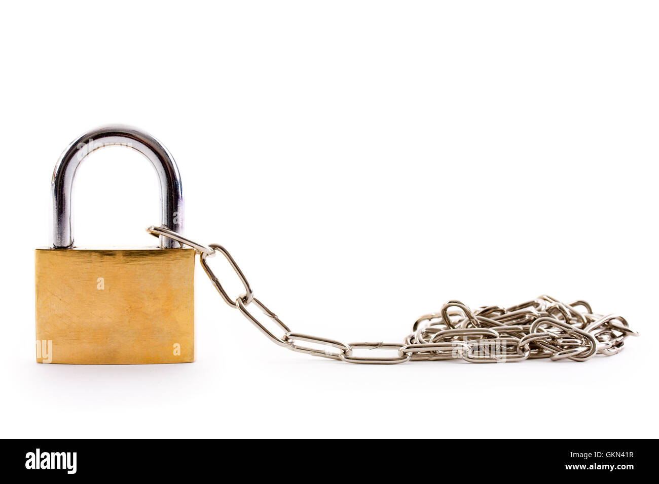 Padlock with chain link on white background Stock Photo - Alamy