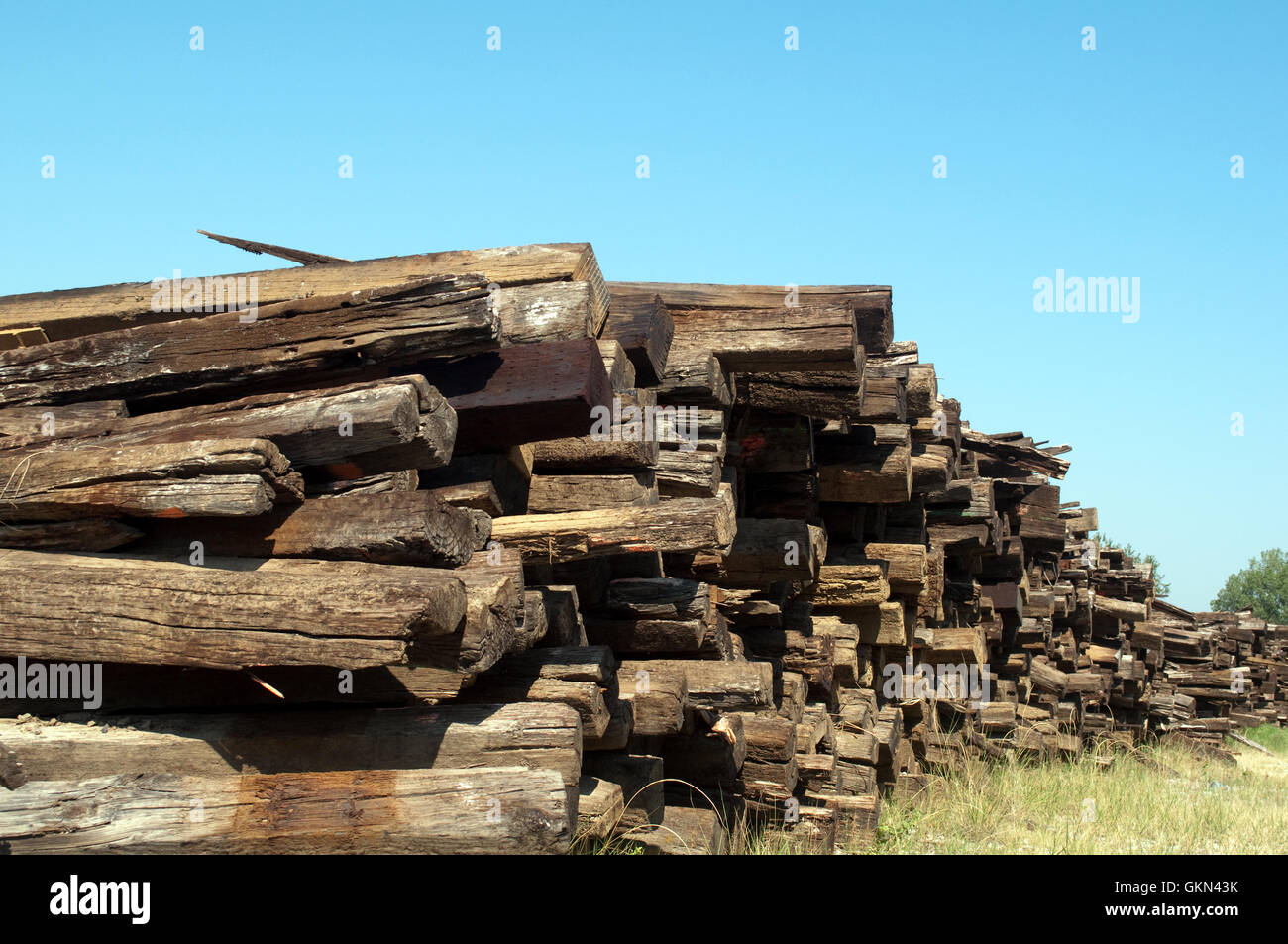 Stack of old railroad ties Stock Photo - Alamy