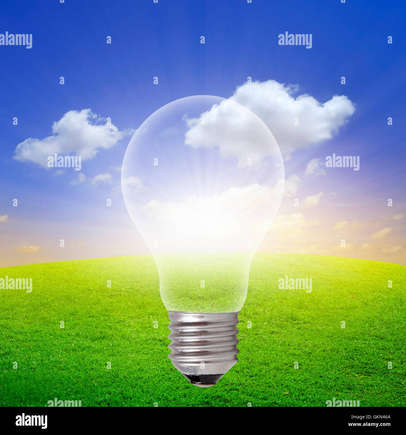 Sunrise inside light bulb Stock Photo - Alamy
