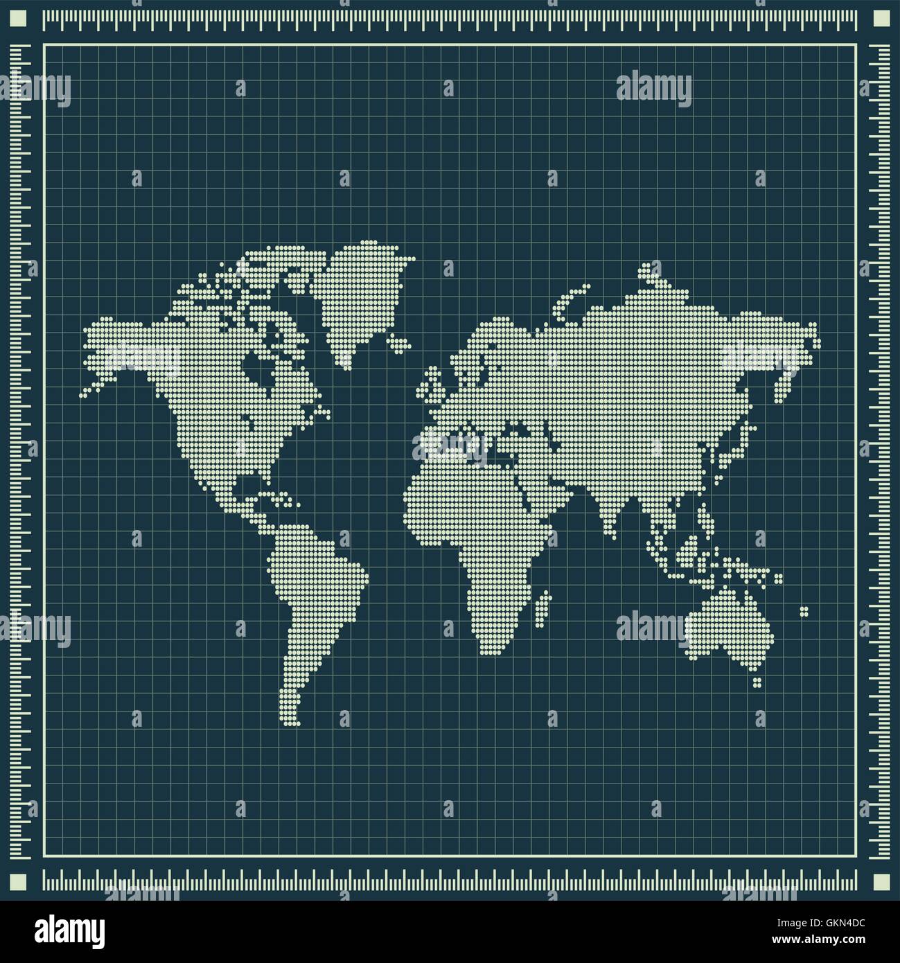 Dotted world map over blueprint background Stock Vector Image & Art - Alamy