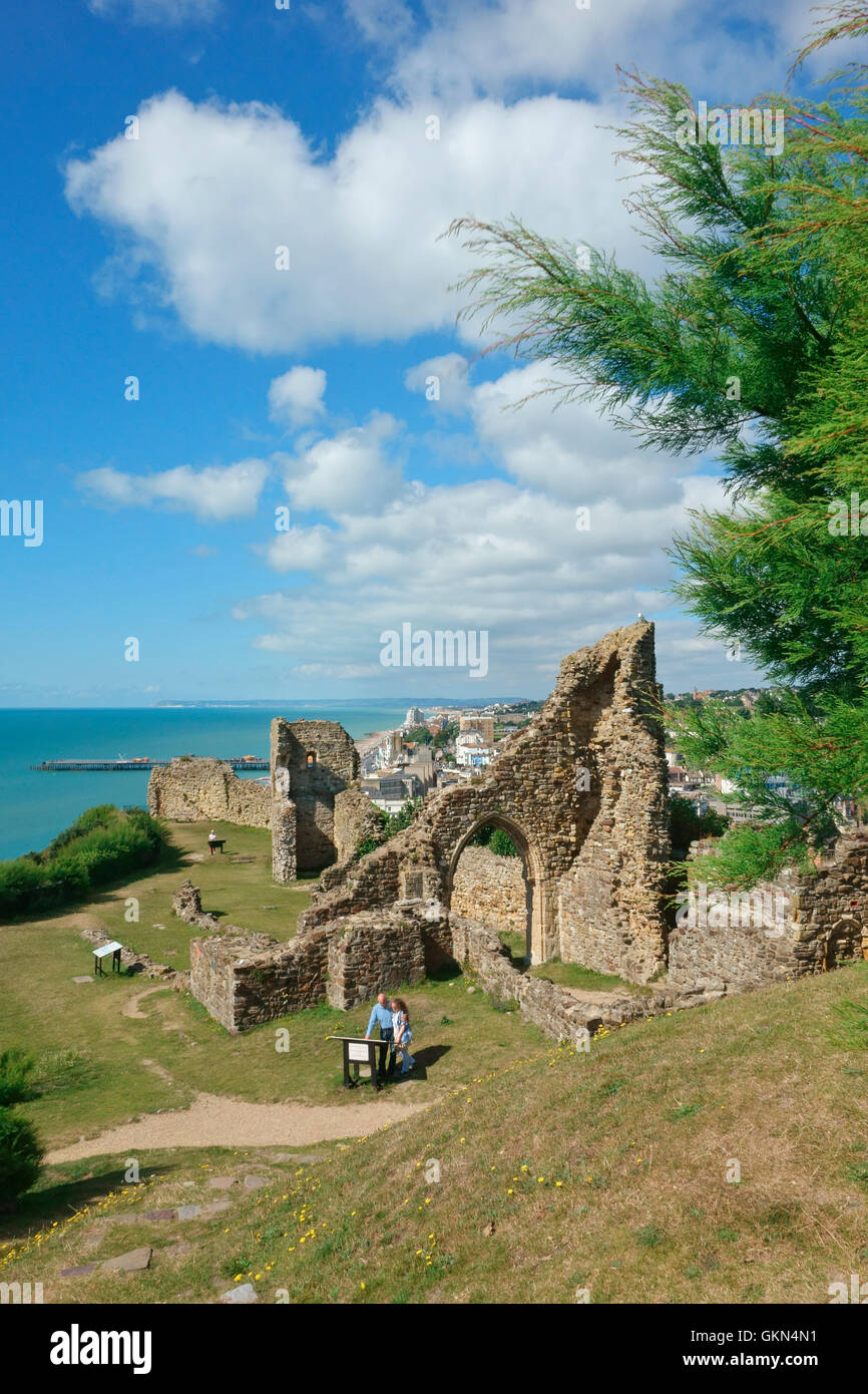 Hastings Castle ruins, East Sussex, England, UK, GB Stock Photo - Alamy