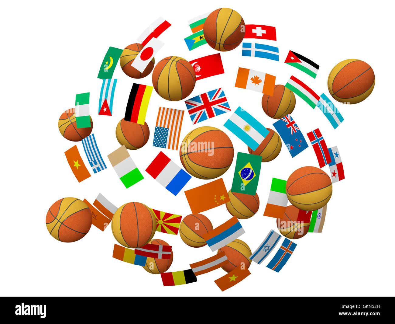Basketball balls and flags Stock Photo - Alamy