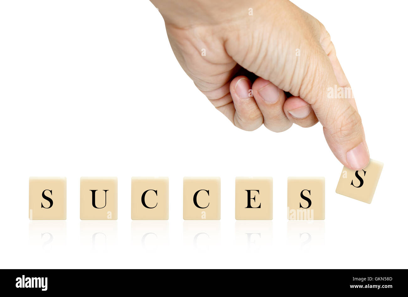 Hand and word success word Stock Photo - Alamy