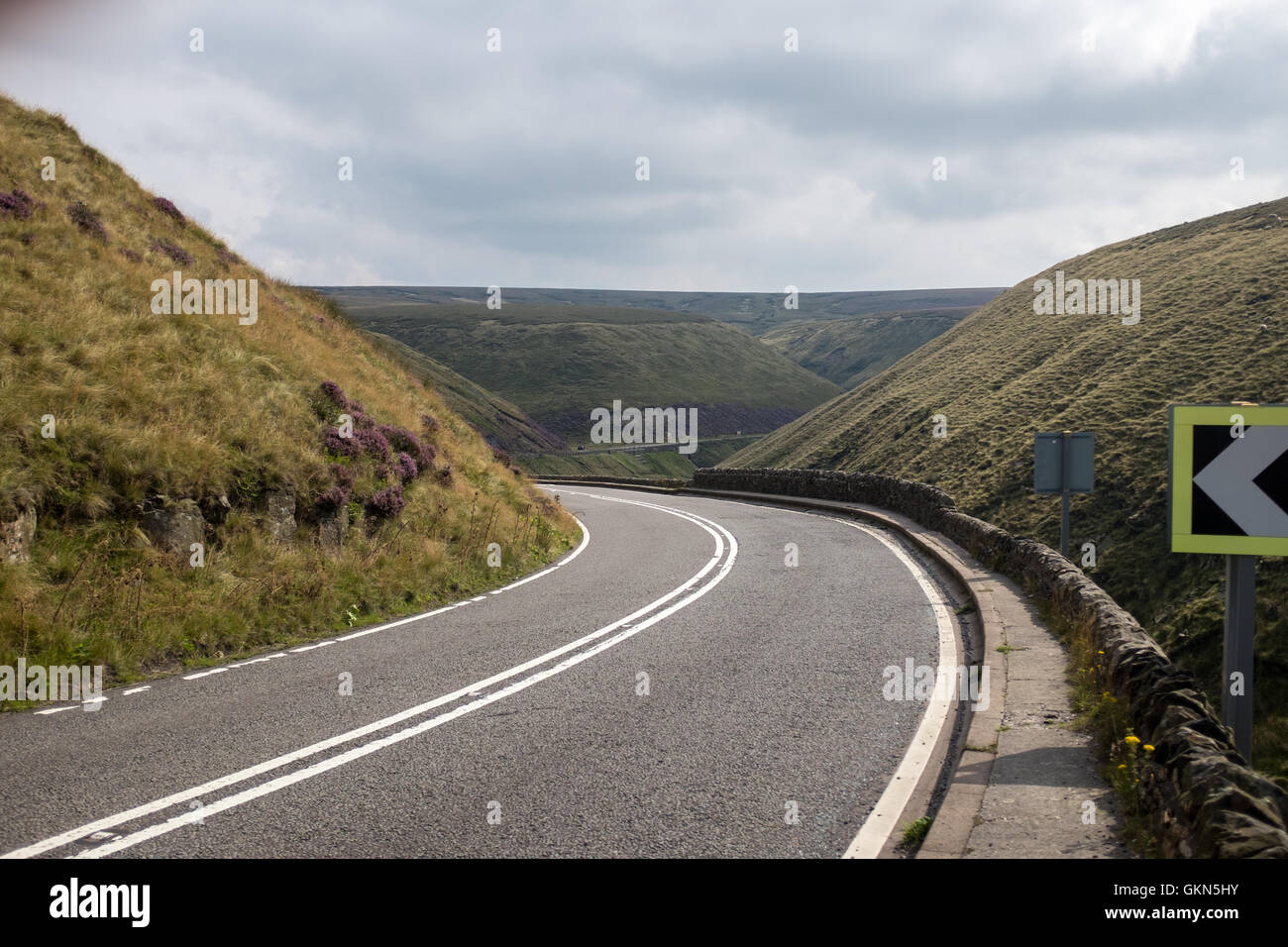 Bend in the road on Snake Pass in the Peak District, UK Stock Photo - Alamy