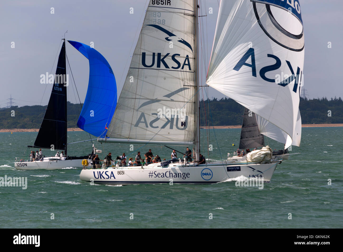 UKSA Boat yacht racing Artemis spinnaker run race boat Cowes Week Isle ...