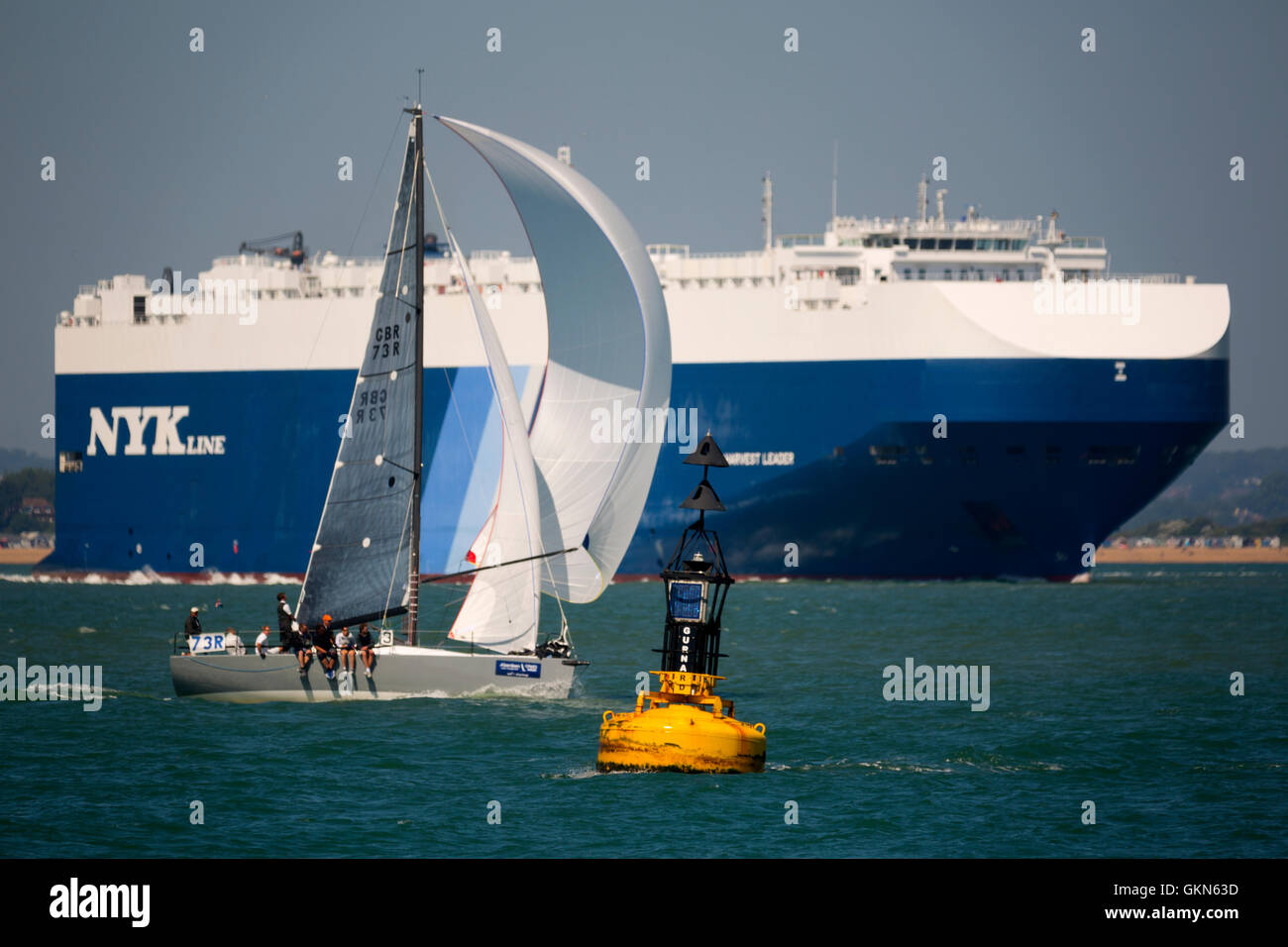 Car Carrier Boat yacht racing Artemis spinnaker run race boat Cowes ...