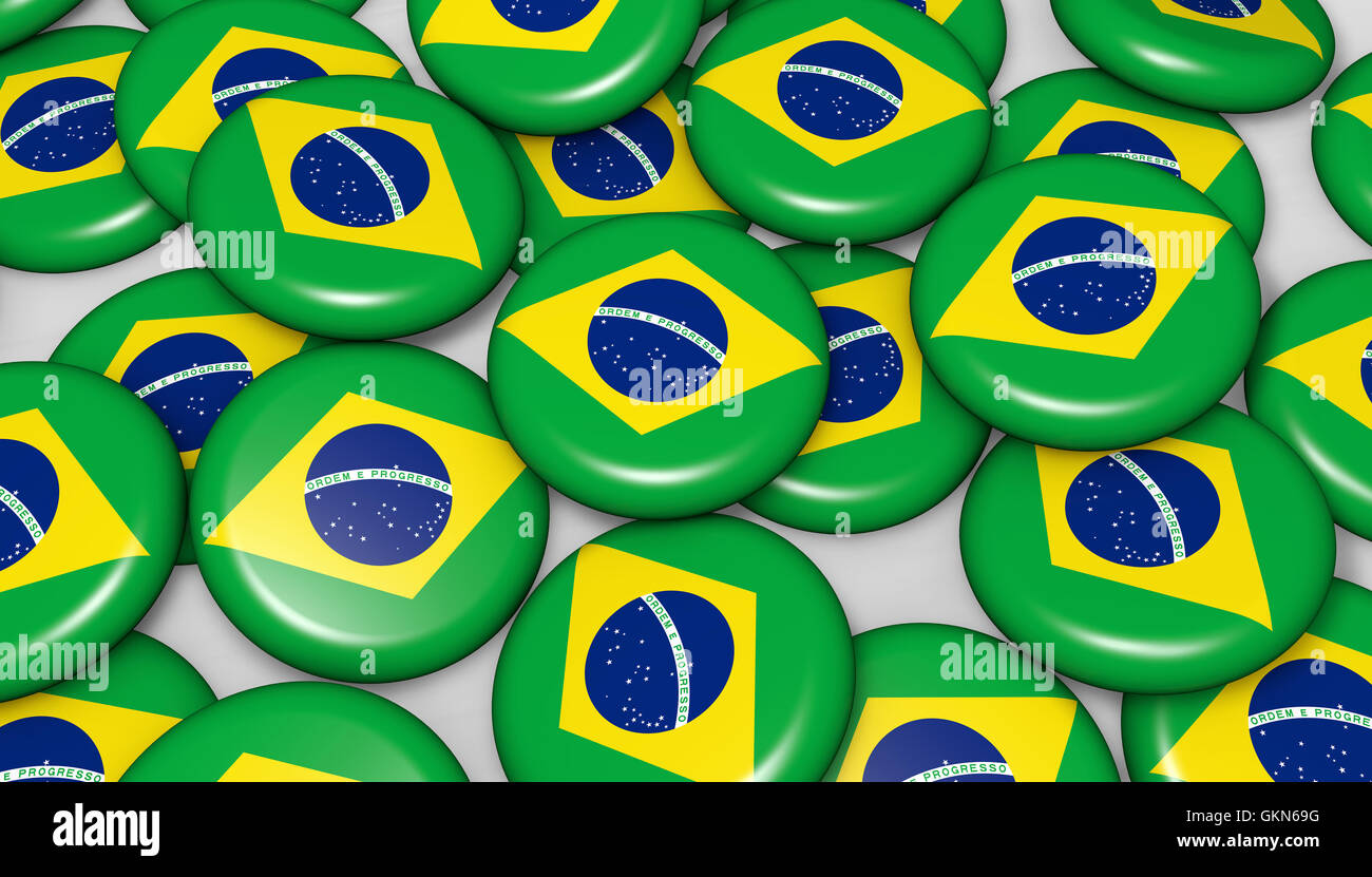 Brazilian flag on badges Stock Photo - Alamy