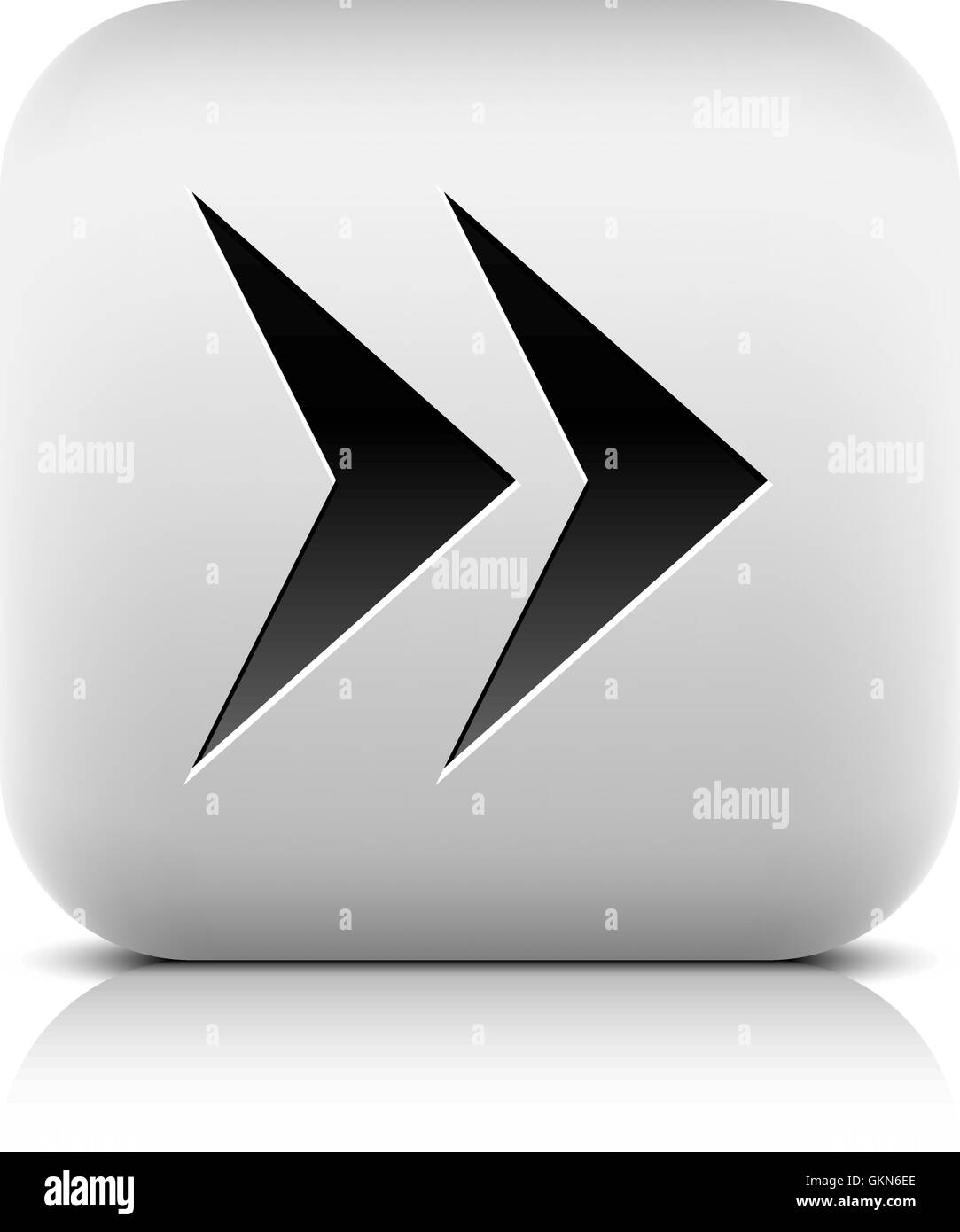 Web icon with arrow sign. Rounded square button with black shadow gray ...