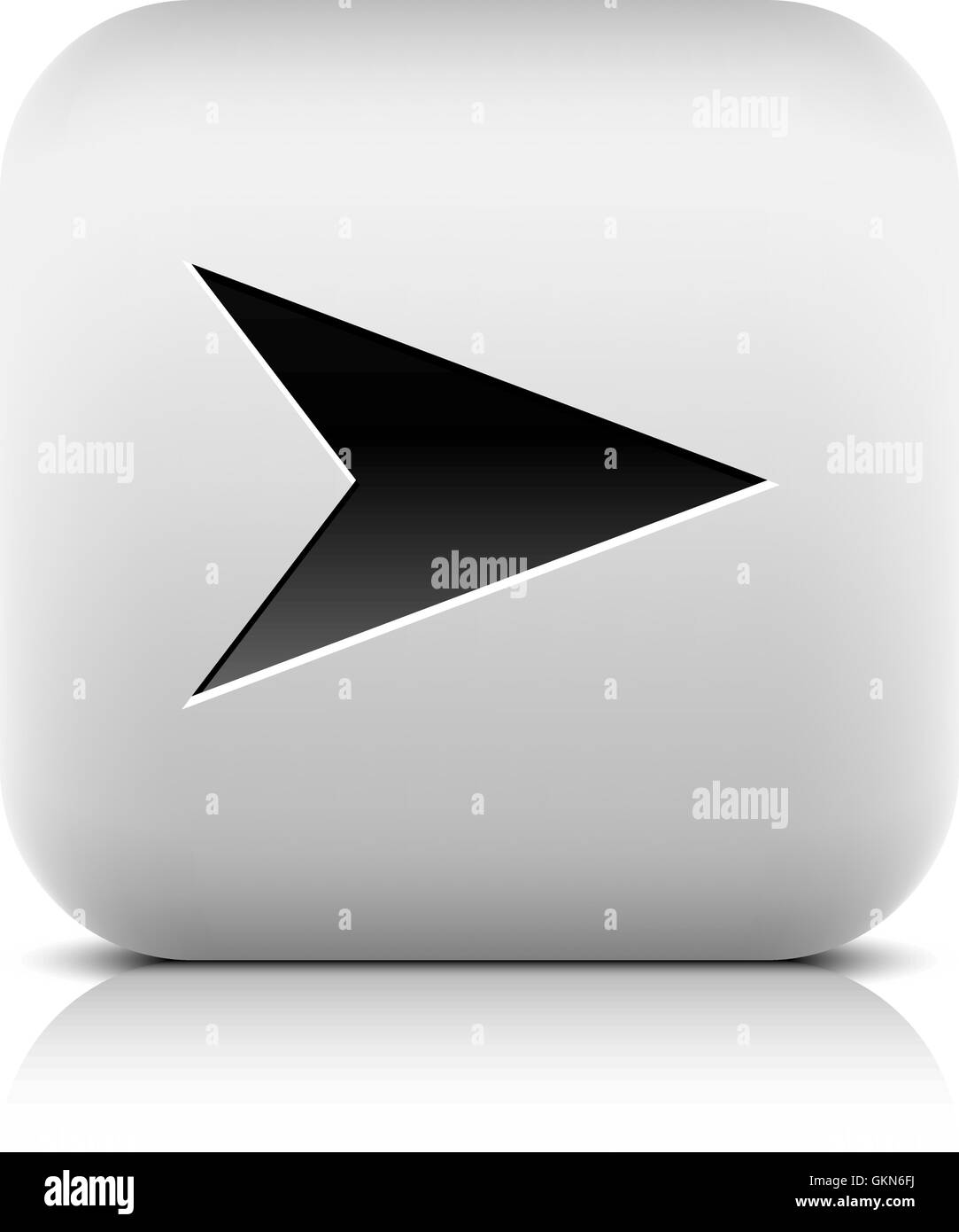 Web icon with arrow sign. Rounded square button with black shadow gray ...