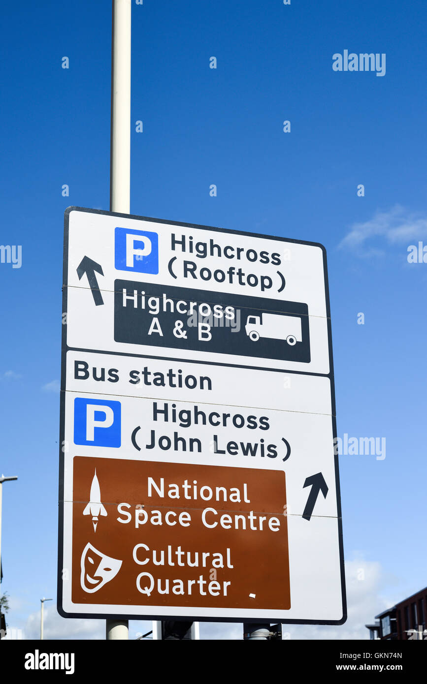 Traffic Road Sign Leicester City Centre Stock Photo - Alamy