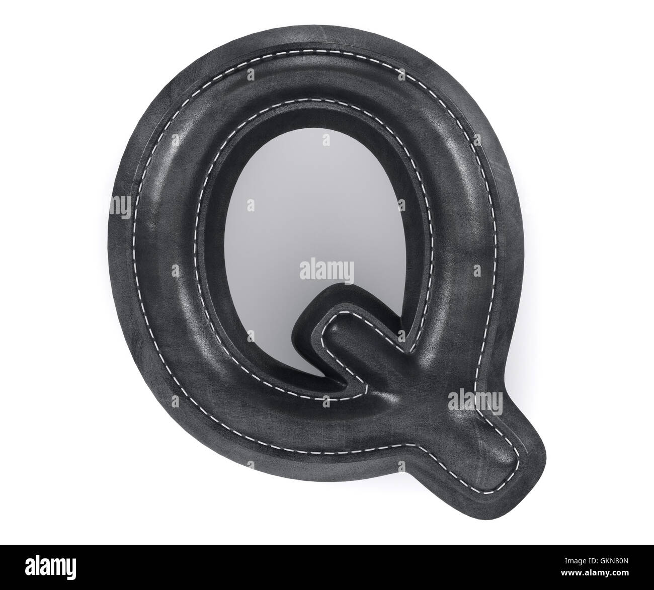 Alphabet black leather skin texture capital letter Q. Isolated on white ...