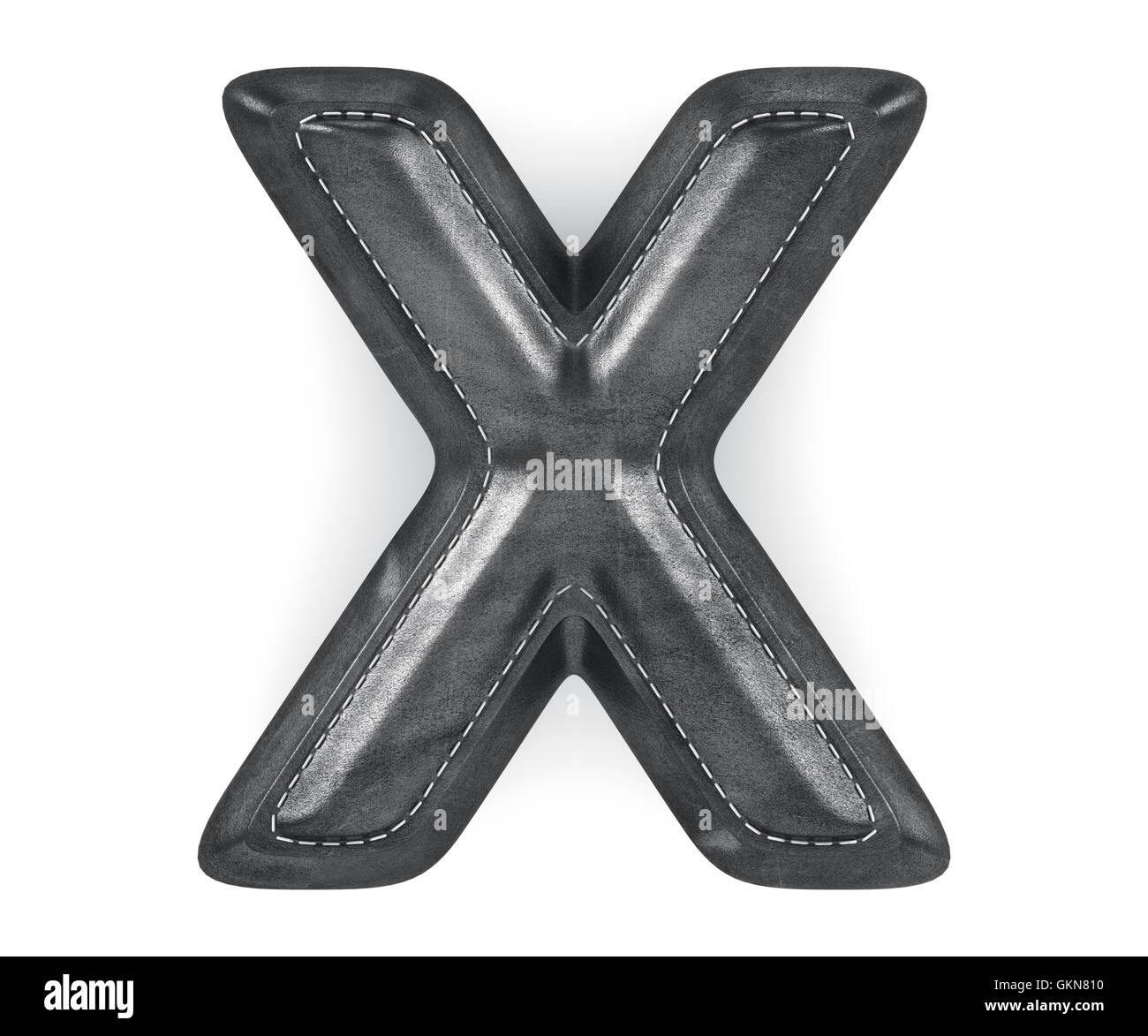 Alphabet black leather skin texture capital letter X. Isolated on white ...