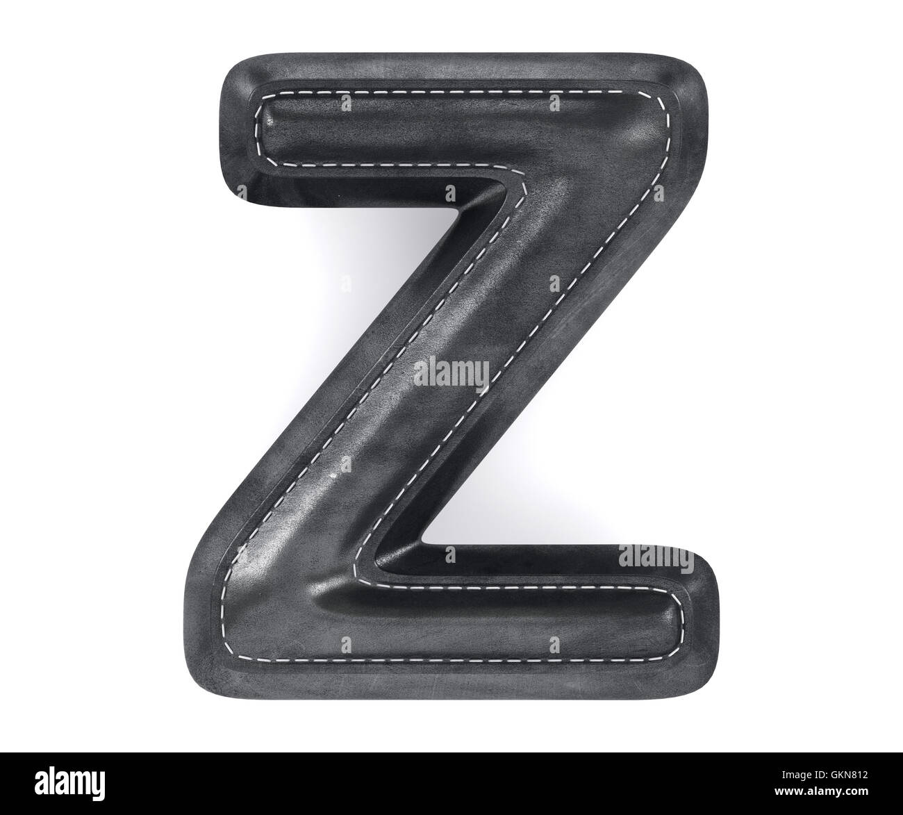 Alphabet black leather skin texture capital letter Z. Isolated on white ...