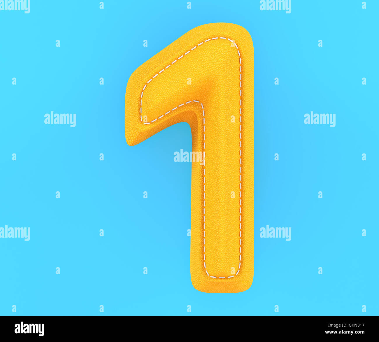 Digit number alphabet yellow leather skin texture letter one 1. 3d ...