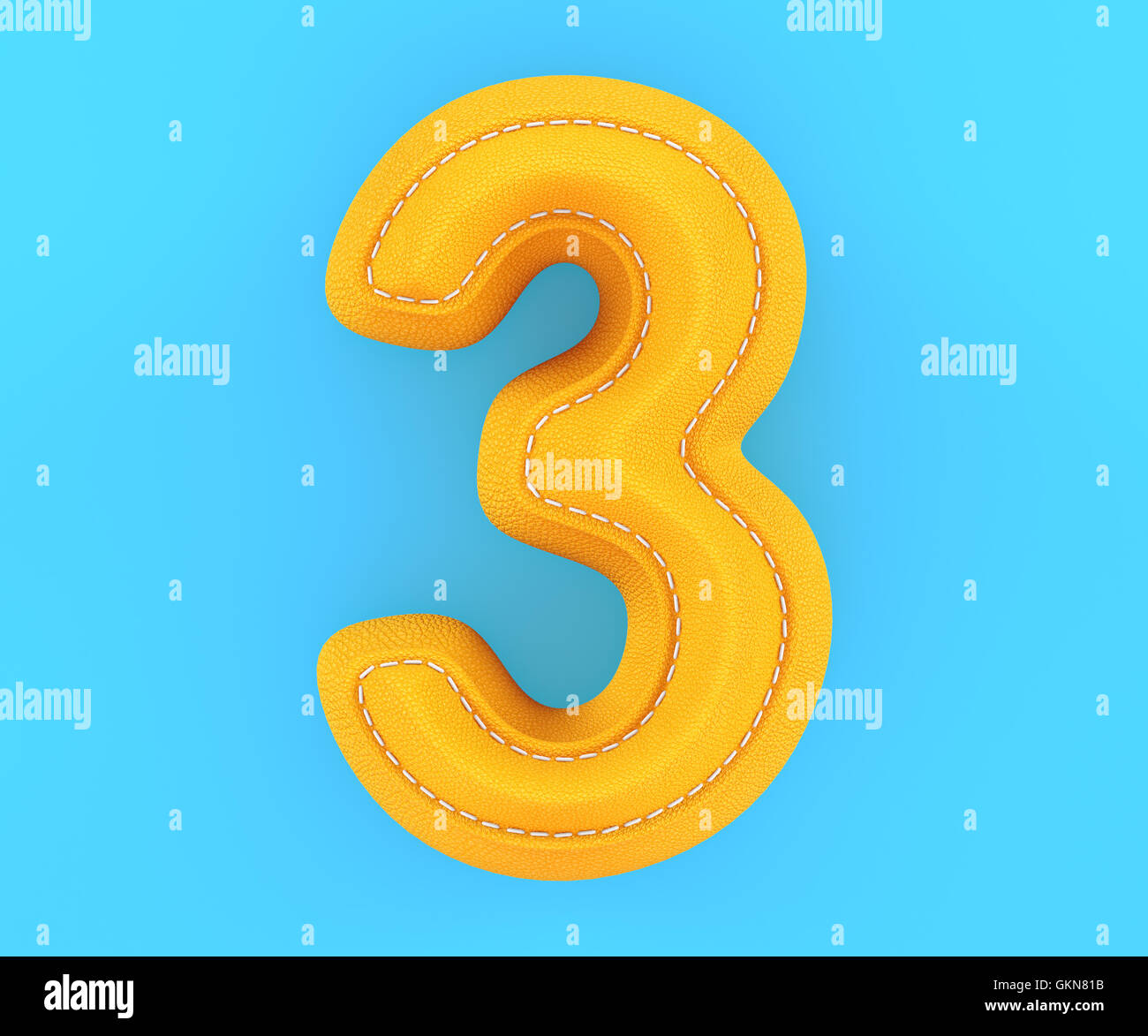 Digit number alphabet yellow leather skin texture letter three 3. 3d ...