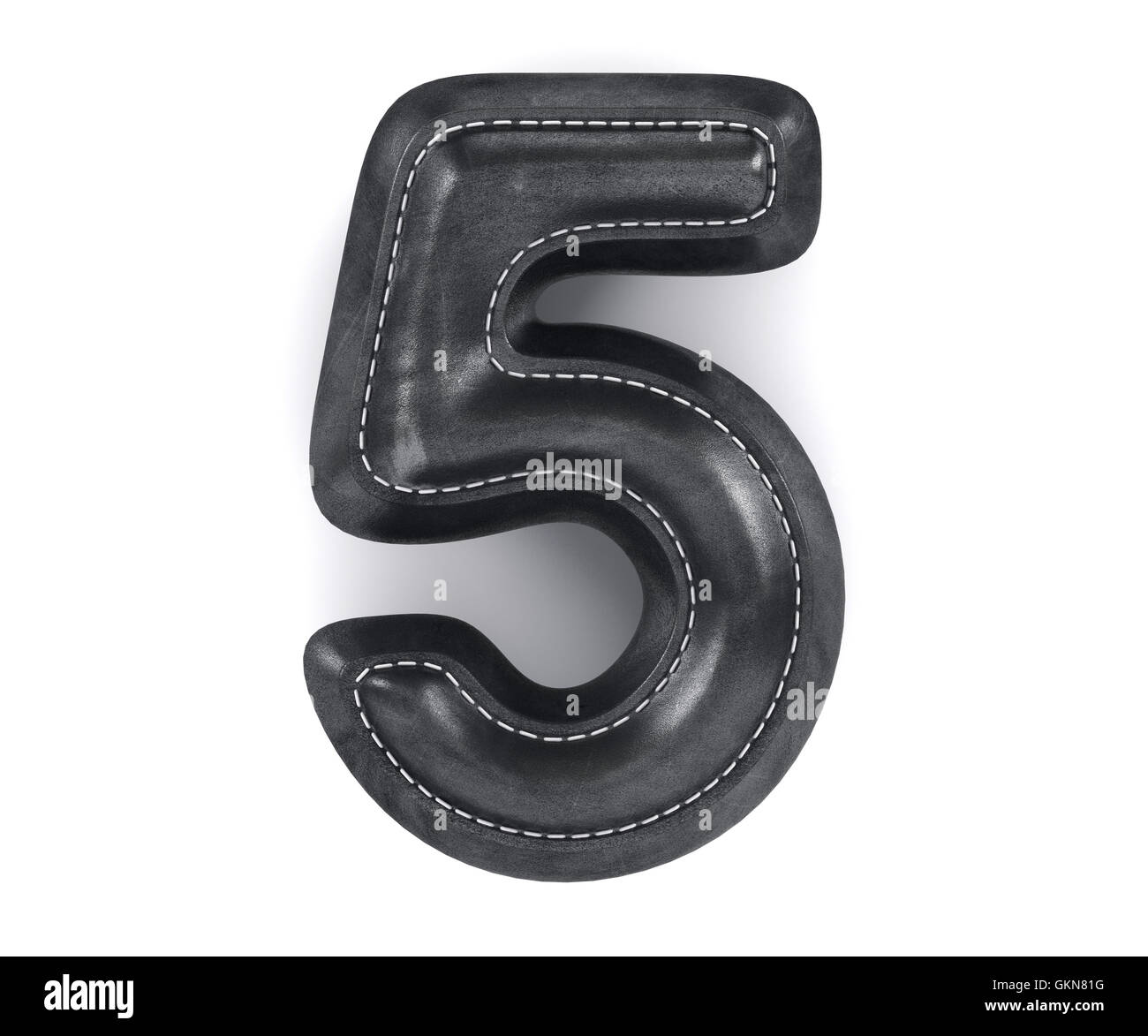 Digit number alphabet black leather skin texture letter five 5. 3d ...