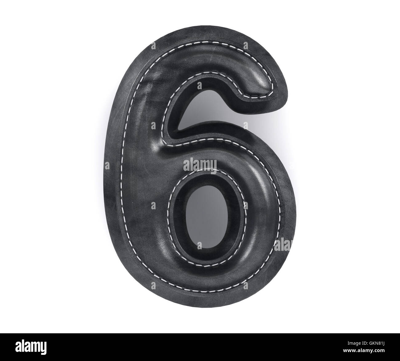 Digit number alphabet black leather skin texture letter six 6. 3d ...